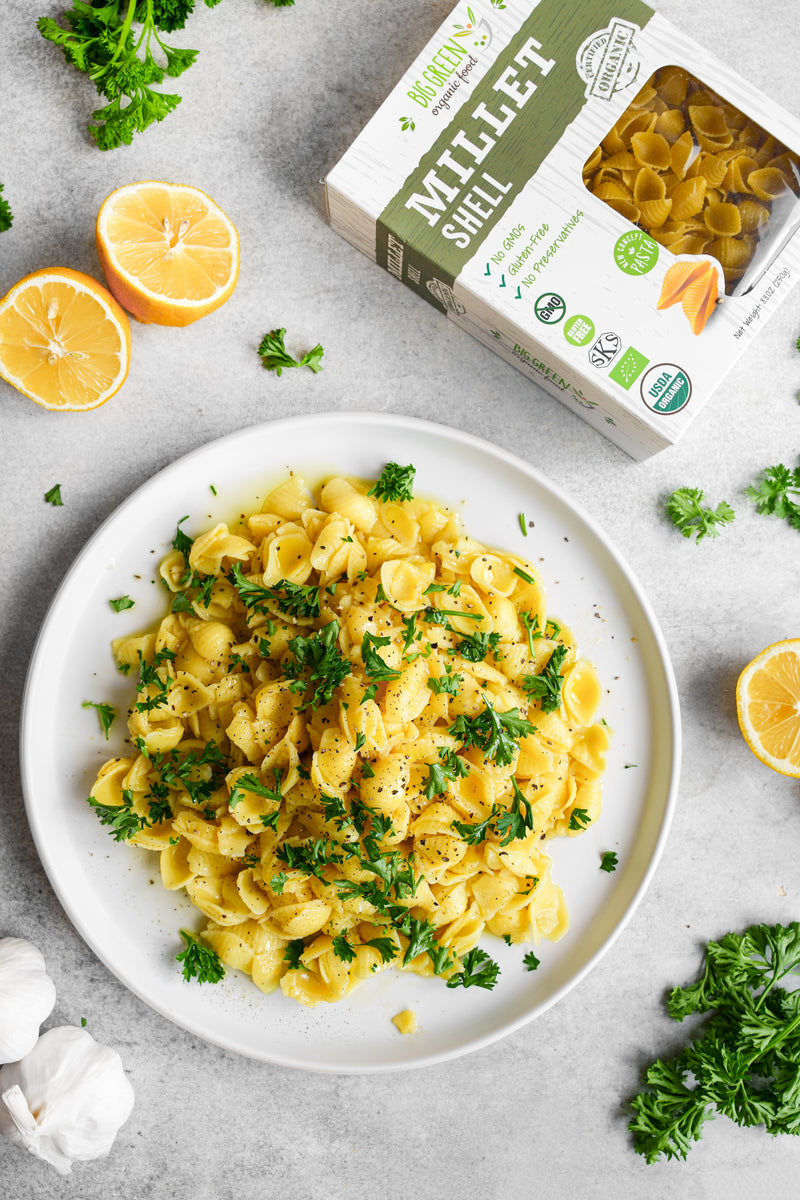 Lemon and Olive Oil Millet Shells – Big Green Organic Food