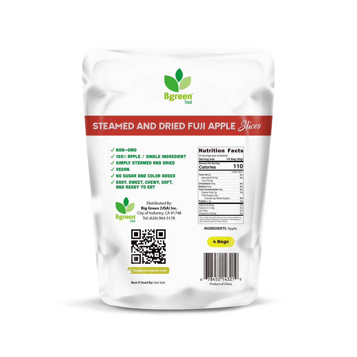 Steamed and Dried Fuji Apple Slices – Big Green Organic Food